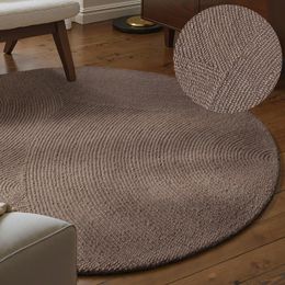 Wollteppich Hanse Home "Eleni", grau (taupe), H:18mm Ø:150cm, Wolle, Teppiche, Handgetuftet, Wolle, Natur, Wohnzimmer, Schlafzimmer, Skandi, Hygge