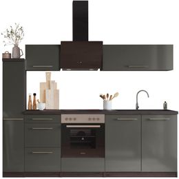 Küche respekta "Amanda", grau (küche: grau, front: grau, korpus: eiche grau nachbildung, arbeitsplatte: eiche grau nachbildung), B:240cm H:200cm T:60cm, Komplettküchen-Sets, Breite 240 cm, mit Soft-Close, exklusiver Konfiguration für OTTO