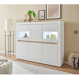 Highboard Inosign "Chester, moderne Kommode, Schrank mit Stauraum, Sideboard in Weiß Matt", weiß, B:165cm H:132cm T:42cm, Holzwerkstoff, Sideboards, austauschbare Blende in Griffleiste, zeitloses Design, 165 cm breit