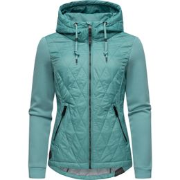 Outdoorjacke Ragwear "Lucinda", Damen, Gr. 5XL (50), blau (water), Obermaterial: 100% Polyester, Obermaterial Ärmel: 100% Baumwolle, Futter: 100% Polyester, Wattierung: 100% Polyester, Sportlich, figurbetont hüftbedeckend, Ärmel ohne Ärmelschlitz normaler Saum, Jacken, Steppjacke aus modernem Materialmix mit Kapuze