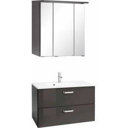 Badmöbel-Set Welltime "Ravenna", grau (grafit), Kastenmöbel-Sets, mit Soft-Close Funktion
