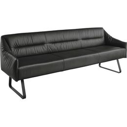 Essbank Musterring "JustB SP500", schwarz (schwarz pearl), B:232cm H:86cm T:70cm, Sitzbänke, Metallkufe schwarz, verschiedene Farben, Breite 220 oder 250 cm