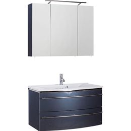 Badmöbel-Set SAPHIR "3040", grau (anthrazit glanz, anthrazit glanz), B:90cm, Kastenmöbel-Sets, Breite 90 cm