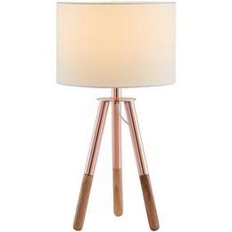 Salesfever Tischleuchte "Inese", weiß (weiß, kupferfarben, natur), 1, Ø 30cm H: 55cm, 1 Stk., Leuchten, Dreibeiniges Stativ, skandinavisches Design
