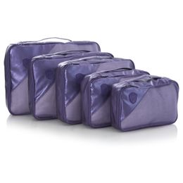 Kofferorganizer Heys "Metallic Packing Cube", navy blau, Polyurethan (PU), metallic, unifarben, Taschen, Heys x Joachim Llambi Gepäckwürfel Packwürfel Kleidertasche