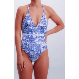 JOOP! Badeanzug JOOP "Italy", Damen, Gr. 38, N-Gr, blau, Microfaser, Obermaterial: 83% Polyamid, 17% Elasthan, Badeanzüge, herausnehmbare Pads, tiefer Rückenausschnitt