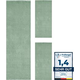 Bettumrandung ANDIAMO "Arezzo", gr&uuml;n (salbeigr&uuml;n), H:16mm, Obermaterial: 100% Polyester, Bettumrandungen, Uni Farben, weicher Flor, waschbar, ideal im Wohnzimmer & Schlafzimmer
