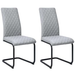 Esszimmerstuhl OTTO HOME "Valbourg", hellgrau, schwarz, B:44cm H:99cm T:60cm, Stoff, Stühle, Freischwinger, gepolsterte Rückenlehne und Sitzfläche, Sitzhöhe 48 cm