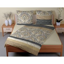 Bettwäsche CASATEX "Verena", beige (beige, anthrazit), B/L: 155cm x 220cm, 1 Stk., 1 Stk., Satin, B/L: 80cm x 80cm, 2 Stk., Satin, Obermaterial: 100% Baumwolle, Bettwäsche, elegant und trendig