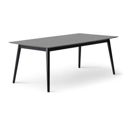 Esstisch HAMMEL FURNITURE "Meza by Hammel", grau (graphit, schwarz, graphit), B:210cm H:74cm T:100cm, Tischplatte: Graphit nanobehandeltes Fenix-Laminat (schwarzer Rand), Gestell: Massive schwarz gebeizte Esche. Mit nanobehandeltem Laminat, einer matten, seidigen Oberfläche, die Fingerabdrücke abweist und langlebig und hygienisch ist., Tische, rechteckige Tischplatte MDF, Massivholzgestell, mit 2 