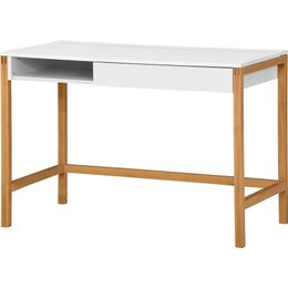 Schreibtisch WOODMAN "Northgate", weiß (weiß, eichenfarben, weiß), B:112cm H:76cm T:60cm, Tische, im skandinavian Design, Breite 112 cm, FSC-zertifiziert