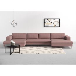 Wohnlandschaft DOMO collection "Modica U-Form aktuelles, kubisches Design mit 2 Recamieren, viel Platz", lila (malve), B:438cm H:83cm T:173cm, Sofas, Wohnlandschaft, XXL, in moderner Optik mit, 2 gro&szlig;z&uuml;gigen Recamieren, auch in Cord