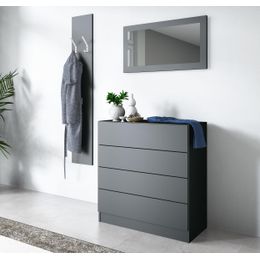 borchardt Möbel Garderoben-Set BORCHARDT MÖBEL "Vaasa 3", schwarz (schwarz matt), Kastenmöbel-Sets, mit Push to Open-Funktion