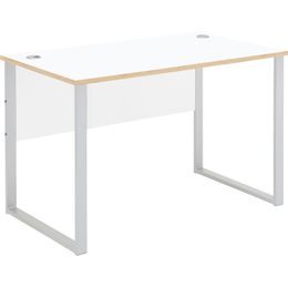 Schreibtisch Innostyle "Memphis Schreibtisch, 120x77x73cm (B/H/T)", silber (weiß, artisan eiche, silber matt, weiß, artisan eiche), B:120cm H:77cm T:73cm, Tische, ABS-Kantenschutz, Soft Touch Oberfläche