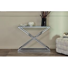 Konsolentisch Jahnke "XTRA CONSOLE", silber (klarglas, chrom, chromfarben, klarglas), B:100cm H:76cm T:30cm, Tische, Konsole/Beistelltisch in Gold-Look, aus Sicherheitsglas gefertigt