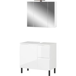 Badmöbel-Set Germania "Scantic", weiß, Spanplatte, Kastenmöbel-Sets, bestehend aus Waschbeckenunterschrank und Spiegel