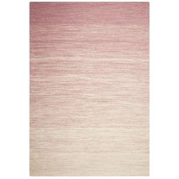 Teppich Pad "Lexon", pink, B:140cm H:5mm L:200cm, Baumwolle, Wolle, Teppiche, handgewebt, reine Wolle, moderner Farbverlauf, Wohnzimmer