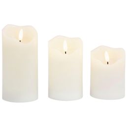 Bonetti LED Dekolicht "Weihnachtsdeko, 3er Set", beige (cremefarben), Ø 7,5cm, 3 Stk., Leuchten, LED-Kerze mit 3D Flamme und Timer