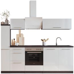 Küche respekta "Amanda", weiß (küche: weiß, front: weiß, korpus: eiche grau nachbildung, arbeitsplatte: eiche grau nachbildung), B:240cm H:200cm T:60cm, Komplettküchen-Sets, Breite 240 cm, mit Soft-Close, exklusiver Konfiguration für OTTO