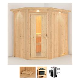 Sauna Karibu "Swantje", beige (naturbelassen), Saunaofen, integrierte Steuerung, 3,6 kW, Saunen, 3,6-kW-Plug & Play Ofen mit integrierter Steuerung