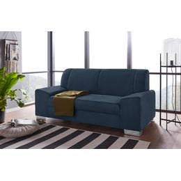 2-Sitzer DOMO collection "Anzio in kubischer Formensprache, flache Armlehnen, Breite 184cm", blau (dunkelblau), B:184cm H:85cm T:93cm, Sofas, wahlweise mit Federkern