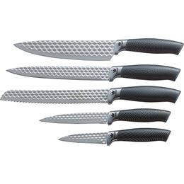 Messer-Set King "CARBON DIAMOND", silber (edelstahlfarben), Stahl, Kochmesser-Sets, Klingen mit Rautenstruktur