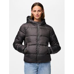 Steppjacke Pieces "PCBEE NEW SHORT PUFFER JACKET NOOS BC", Damen, Gr. M, grau (magnet), Web, Obermaterial: 100% Polyester, unifarben, regular fit, Jacken
