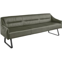 Essbank Musterring "JustB SP500", grün (olive), B:262cm H:86cm T:70cm, Sitzbänke, Metallkufe schwarz, verschiedene Farben, Breite 220 oder 250 cm