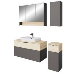 Badmöbel-Set SAPHIR "Quickset 394", grau (quarzgrau matt), Kastenmöbel-Sets