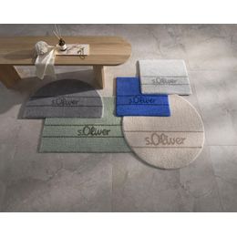 Badematte s.Oliver "Allie, Badvorleger, Badezimmer Teppich, Duschvorleger" Gr. 8, blau, H:10mm, Polyester, Badematten, Badteppich, weiche Haptik, unifarben mit s.Oliver Schriftzug