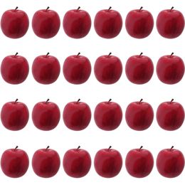 Dekokugel CREATIV DECO "Weihnachtsdeko rot", rot, H:6,5cm Ø:6,5cm, Kunststoff, Dekofiguren, Apfel, Ø ca. 6,5 cm
