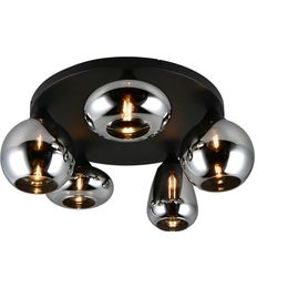 Trio LEUCHTEN Deckenleuchte "Lumina, Deckenlampe 5-flammig mit Glasschirm, exkl 5x E14, max 10W", schwarz matt rauchglas, 5, Ø 63,5cm H: 24,5cm, 1 Stk., Leuchten, Ø 64 cm Höhe 25 cm, spiegelnde Glas Lampenschirme in 3 modernen Formen