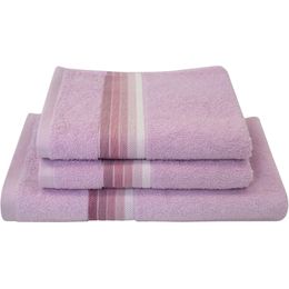 Handtuch Set Dyckhoff "Chenille", rosa (rose), 3 Stk., Frottier, Frottier, Obermaterial: 90% Baumwolle, 10% Viskose, Handtuch-Sets, Set beinhaltet: 2x Handtuch (50x100cm) und 1x Duschtuch (70x140cm)