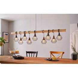 Eglo Hängeleuchte "TOWNSHEND 5, Hängelampe, Stahl und Holz, E27, IP20, Pendellampe, Lampe", braun (schwarz, braun), 9, Ø 0cm H: 110cm, 1 Stk., Leuchten, Pendelleuchte, L15 x B20 x 110 cm, schwarz, braun, 9x60W exkl.