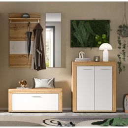 Garderoben-Set Inosign "Aosta", weiß (wotan eiche nachbildung), B:200cm H:191cm T:35cm, Kastenmöbel-Sets, Aosta, Höhe 191 cm, Garderobenset, Flur, Diele