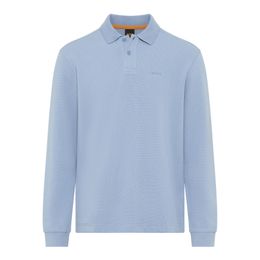 Poloshirt BOSS Orange "Petempestolong", Herren, Gr. 4XL, light, pastel blau451, Jersey, Obermaterial: 82% Baumwolle, 12% Polyamid, 6% Elasthan, regular fit, hoch geschlossener Ausschnitt, eingesetzt Bündchen, Shirts, mit Knopfleiste