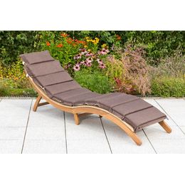 Gartenliege Merxx "Capri", beige (grau), Obermaterial: 100% Polyester. Füllung: 100% Polyurethan, Gartenliegen, Akazie/Polyrattan, klappbar, natur, inkl. Kissen