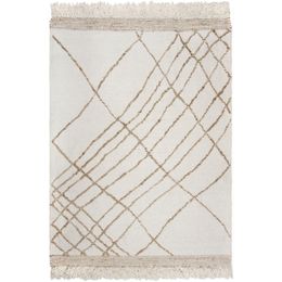 Teppich FLAIR RUGS "ASTERA Boucle-Effekt Hoch-Tief-Flor", beige (natur), B:200cm H:2mm L:300cm, Baumwolle, Kunstfaser, Wolle, Teppiche, Teppich, Wohnzimmer, Schlafzimmer, Esszimmer
