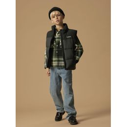 Steppweste name it "NKMMOLE VEST PB", Jungen, Gr. 140, schwarz, Obermaterial: 100% Nylon, unifarben, regular fit normal, hoch geschlossener Ausschnitt, Westen