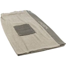 Gözze Kilt GÖZZE "Sauna Sarong, ideal für Sauna & Spa", grau (taupe), L:136cm, Walkfrottee, Hausmäntel, Saunakilt für Damen, 100% Baumwolle, verstellbare Knöpfe, Bestickung