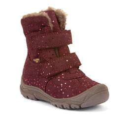 Winterstiefel froddo "LINZ WOOL TEX HIGH", Kinder, Gr. 25, rot (bordeaux, glitzer), Veloursleder, Glitzermuster, Schuhe, Klettstiefel, Snowboots mit Wollfutter