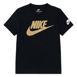 T-Shirt Nike Sportswear "NKN FUTURA EVERGREEN", Kinder, Gr. 116 (6), schwarz, metalli, Obermaterial: 60% Baumwolle, 40% Polyester, Rundhals, Shirts, für Kinder