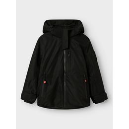 Skijacke name it "NKNSLOPE10 JACKET SKI EDITION FO NOOS", Kinder, Gr. 140, schwarz, Web, Obermaterial: 100% Polyester, unifarben, regular fit normal, mit Riegel,verstellbar Windstopperb&uuml;ndchen, Jacken Skijacke