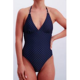 JOOP! Badeanzug JOOP "Cortina", Damen, Gr. 44, N-Gr, navy aop, Microfaser, Obermaterial: 83% Polyamid, 17% Elasthan, Badeanzüge, Cornflower-Design, leicht wattiert