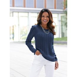 Strickpullover Classic Basics "Pullover", Damen, Gr. 38, blau (jeansblau), 100% Polyacryl, unifarben, Pullover