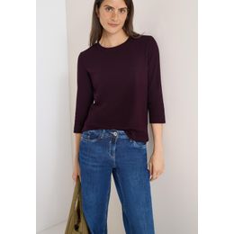 3/4-Arm-Shirt Cecil, Damen, Gr. L (42), eggplant rot, Jersey, Obermaterial: 95% Baumwolle, 5% Elasthan, unifarben, regular fit normal, Rundhals, gerader Abschluss, Shirts, mit 3/4-Ärmel