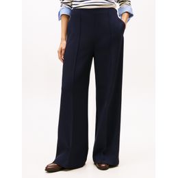 Anzughose Tommy Hilfiger "PUNTO WIDE LEG PANT", Damen, Gr. 36, N-Gr, schwarz night navy, Web, Obermaterial: 68% Polyester, 28% Viskose, 4% Elasthan, unifarben, lässig geschnitten normal, Hosen