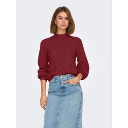 Stehkragenpullover Only "ONLKATIA LS DETAIL HIGHNECK CC KNT", Damen, Gr. L, cabernet, Strick, Obermaterial: 50% Viskose, 27% Nylon, 23% Polyester, unifarben, regular fit, Rippbündchen, Pullover