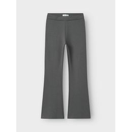 Jerseyhose name it "NKFFRIKKALI für Mädchen mit ausgestelltem Bein und Viskose", Mädchen, Gr. 104, N-Gr, grau (lava smoke), Jersey, Obermaterial: 67% Viskose, 28% Polyester, 5% Elasthan, unifarben, ausgestellt normal, Hosen, unifarben, casual, ausgestellt, Viskosemix, ohne Kragen