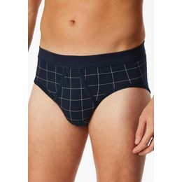 Slip Schiesser "Fine Interlock", Herren, Gr. 5, blau (804, blau), Interlock, Obermaterial: 95% Baumwolle, 5% Elasthan, körpernah, Unterhosen, mit Eingriff, kariert